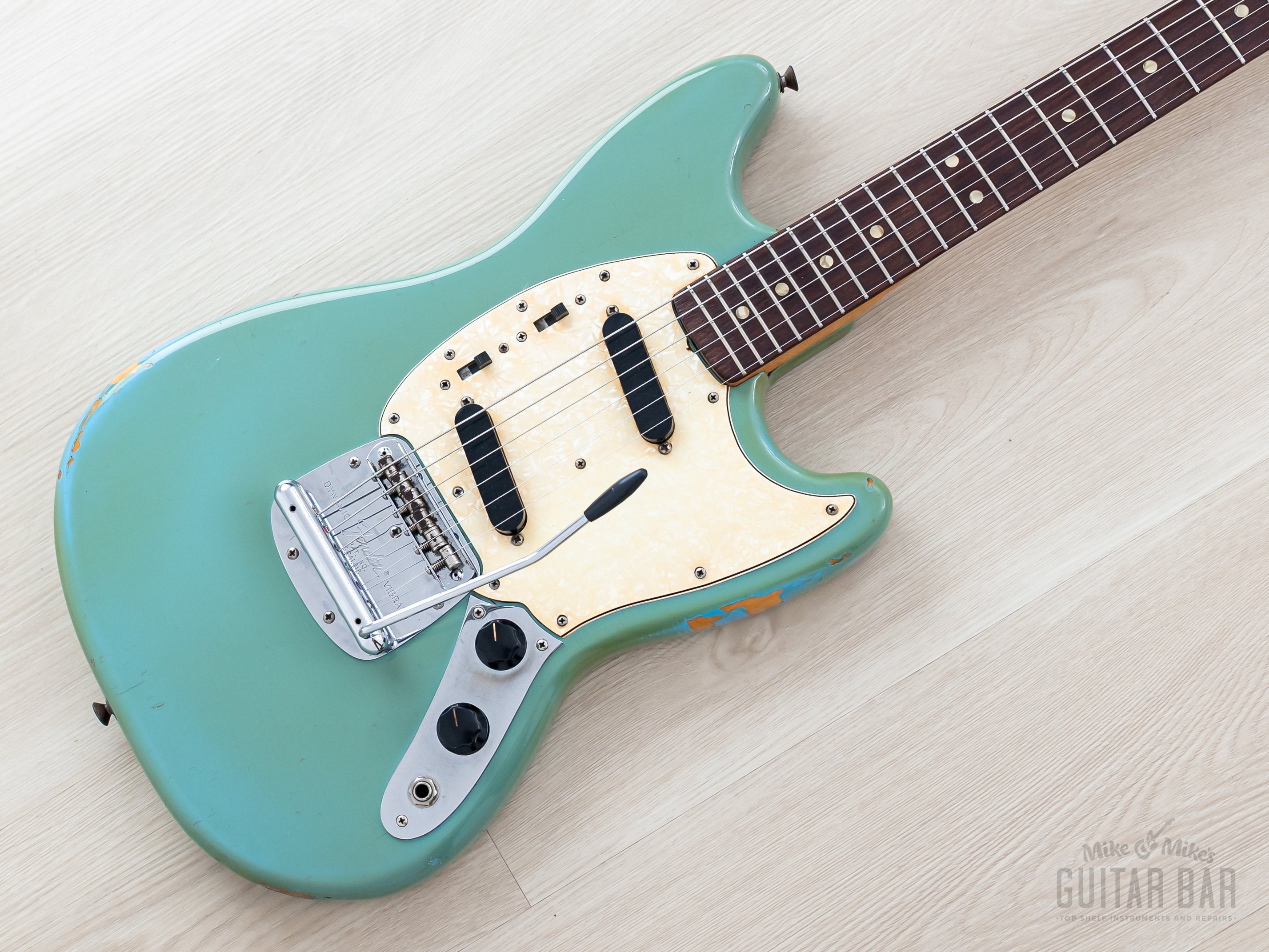 1968 Fender Mustang Vintage Offset Guitar Daphne Blue w/ Case