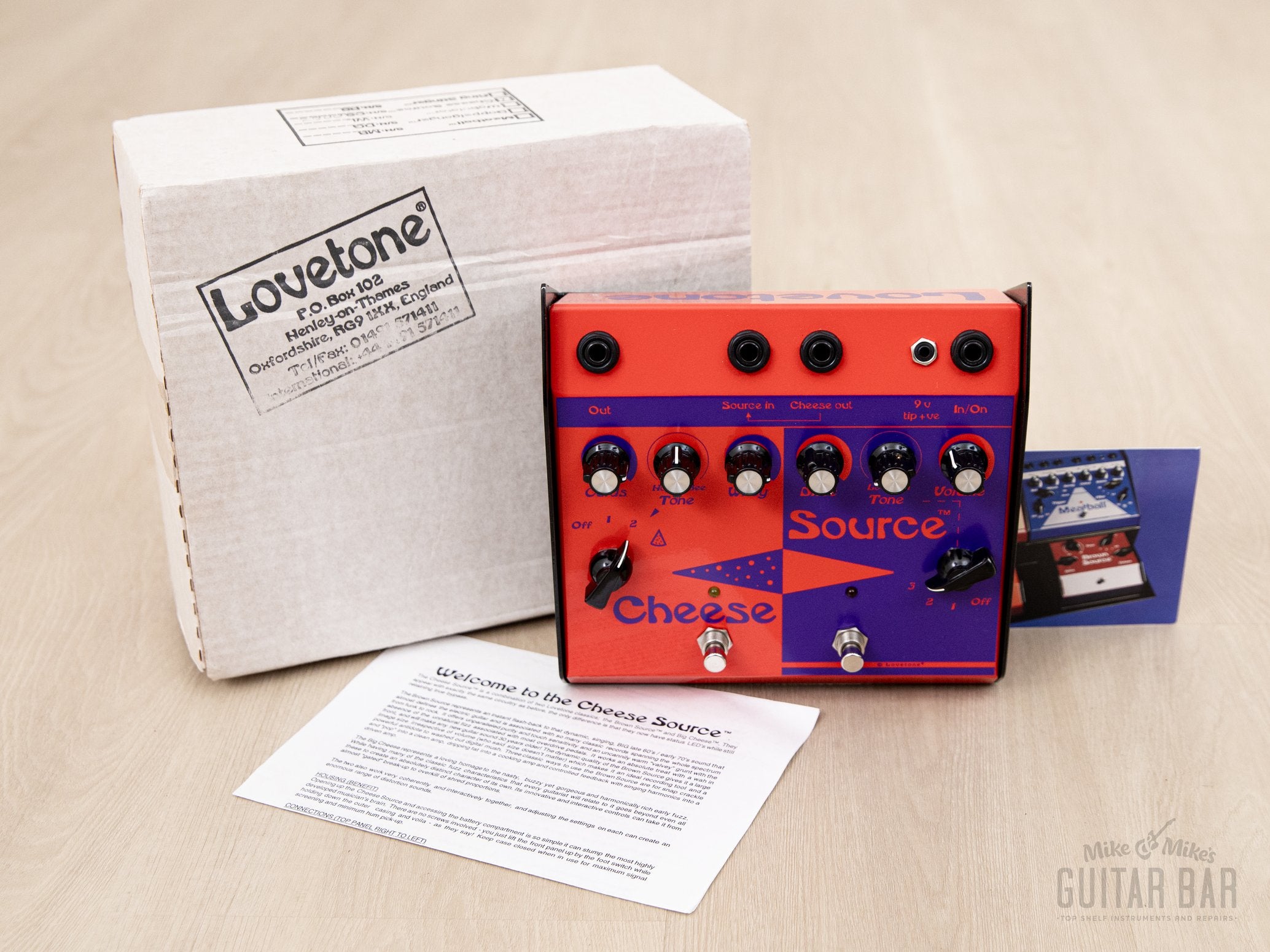 1999 Lovetone Cheese Source Effects Pedal, Mint w/ Box & Paperwork, 1s