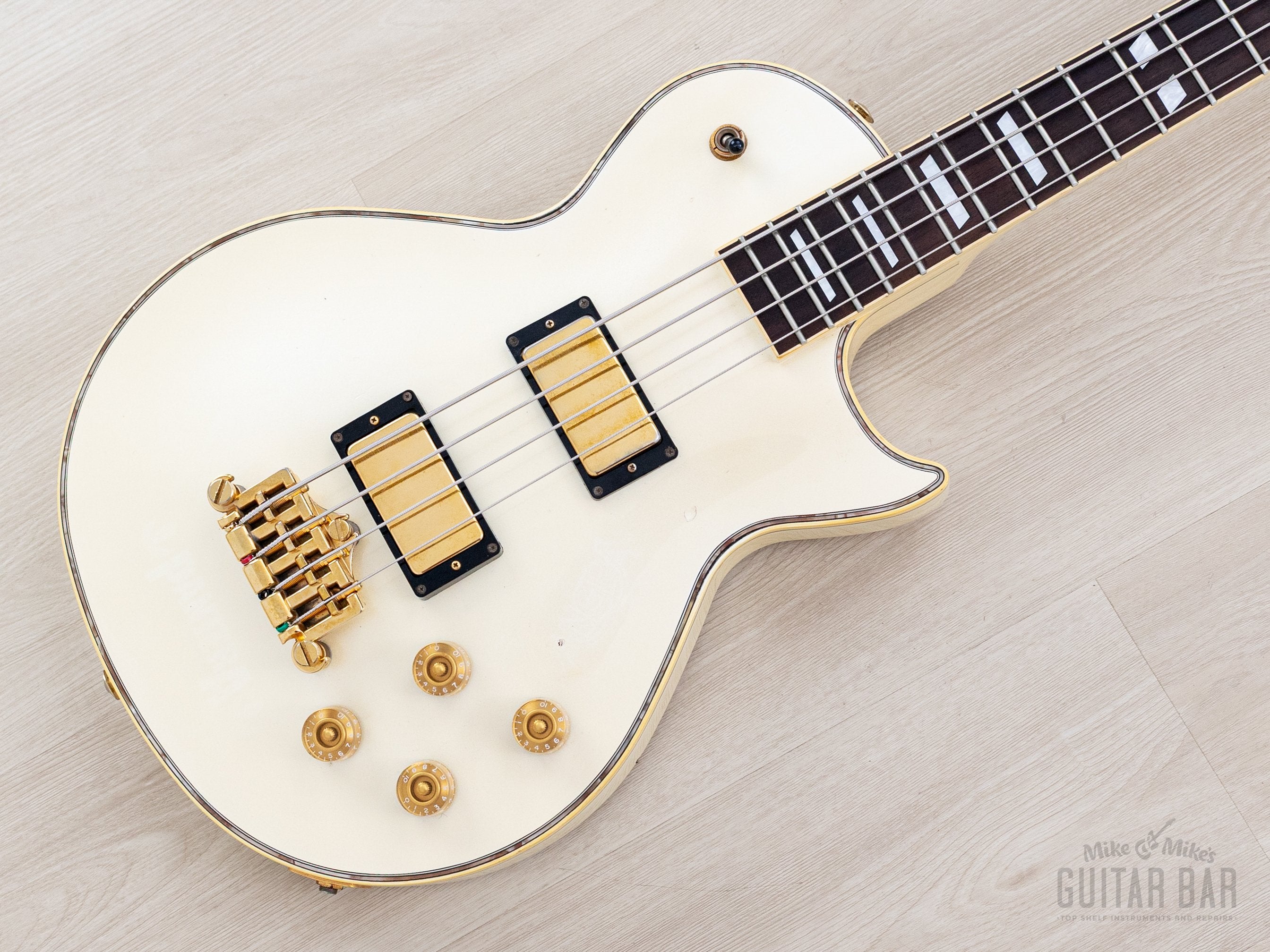 2002 Greco LGB-90 Full Scale LP Custom Bass Pearl White, Japan Fujigen