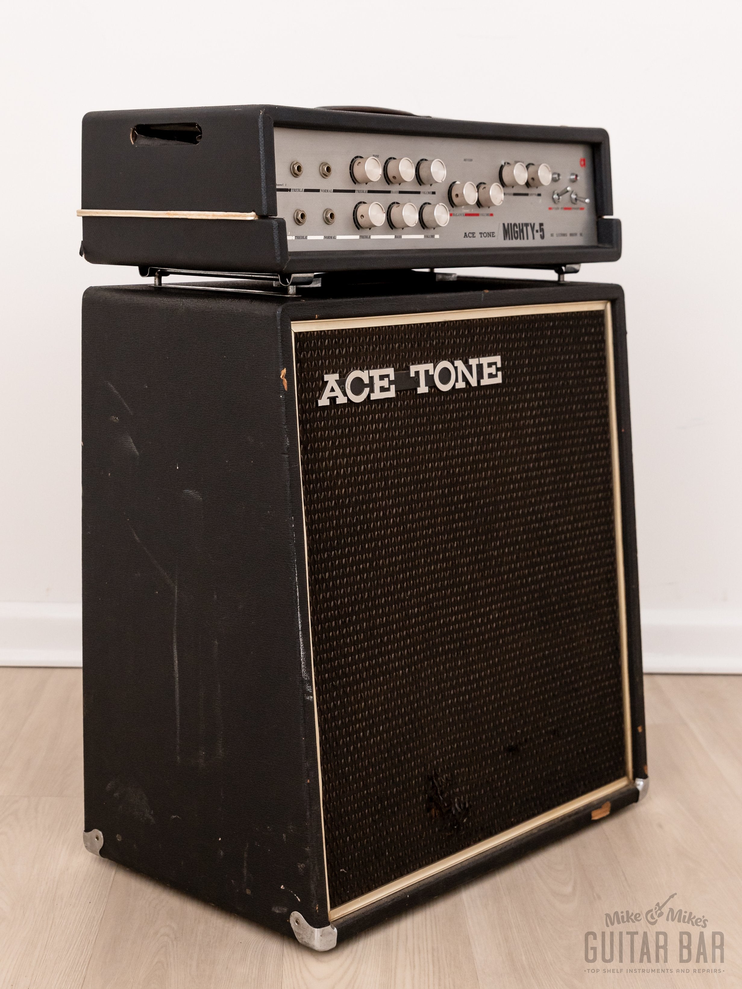 1967 Ace Tone Mighty-5 Vintage Tube Amp Head & 1x12 Cab, Fully-Service